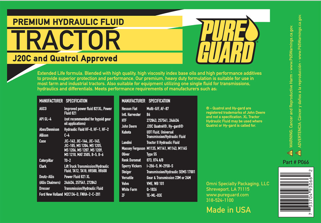 Fluido hidráulico para tractor XL Pure Guard | Tienda Luvrol